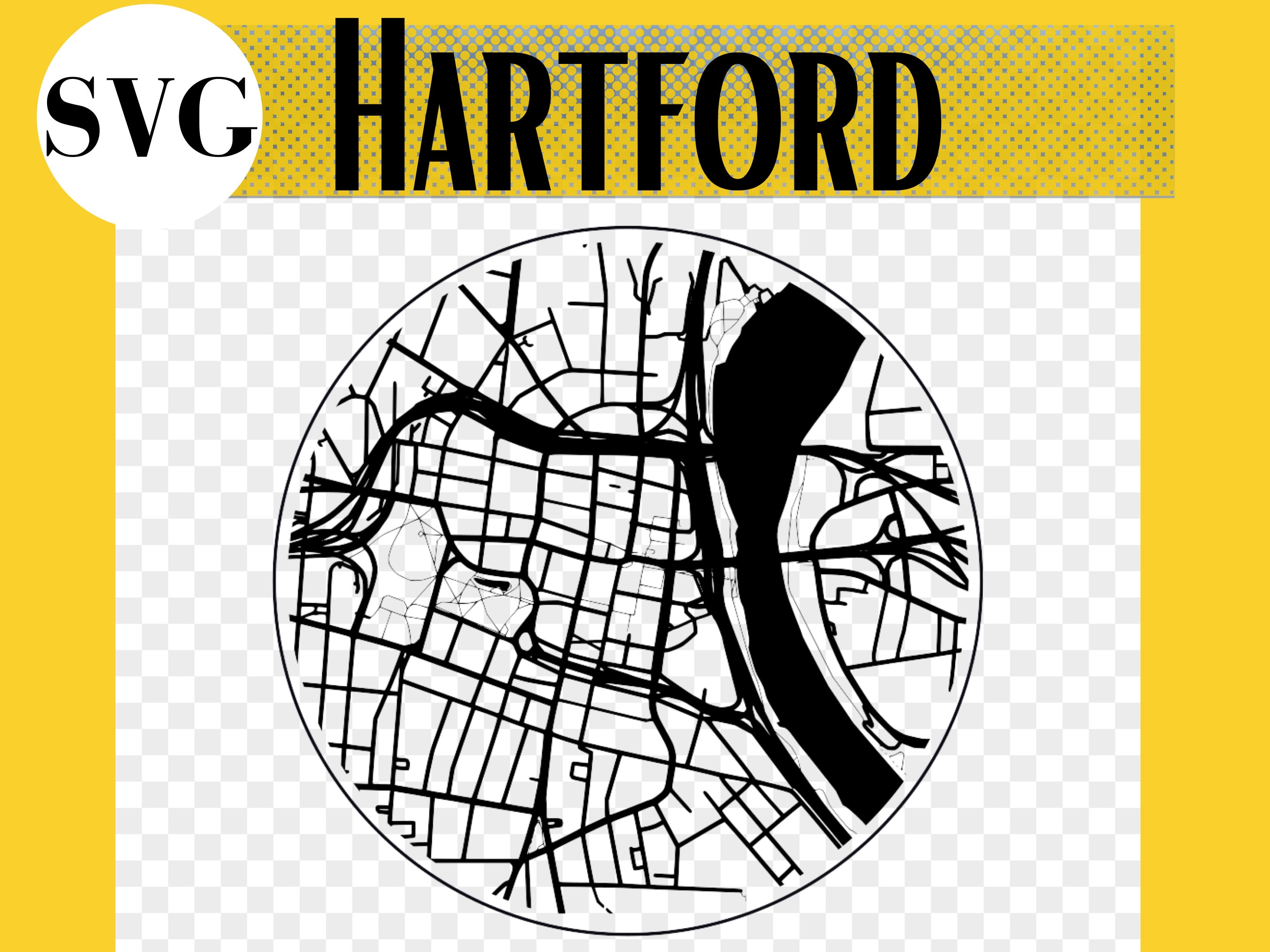 Hartford City Map SVG, Hartford Connecticut, Hartford SVG File, Laser ...