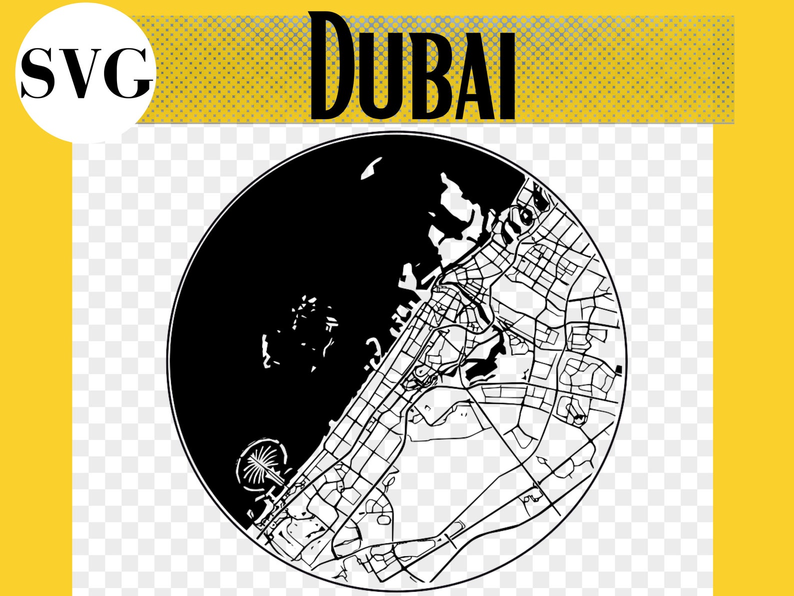 Dubai City Map, SVG File, Dubai Gift, Dubai Coaster, Dubai UAE ...