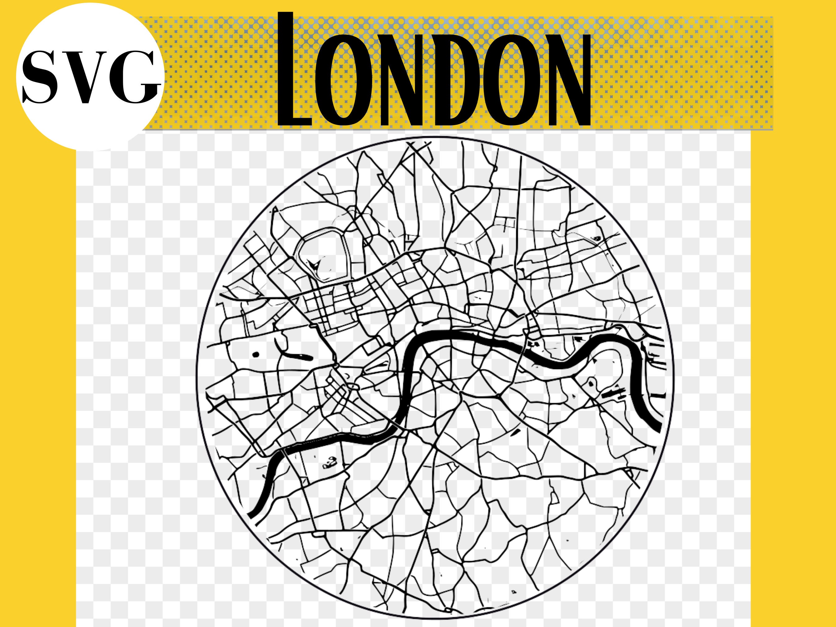 London City Map, SVG File, London Gift, London Coaster, London UK ...