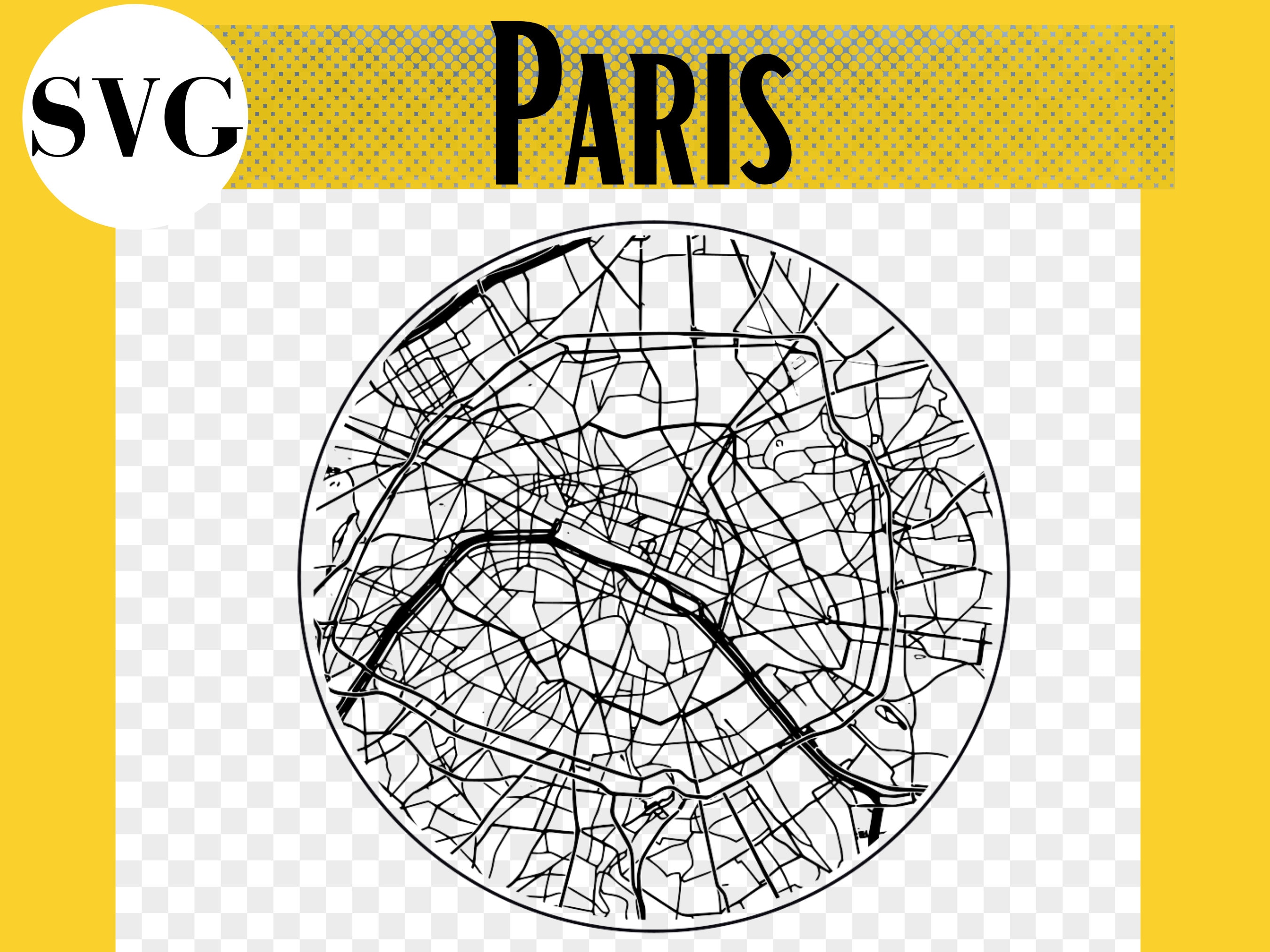 Paris France City Map, SVG File, Paris Gift, Paris Map Svg, Paris ...