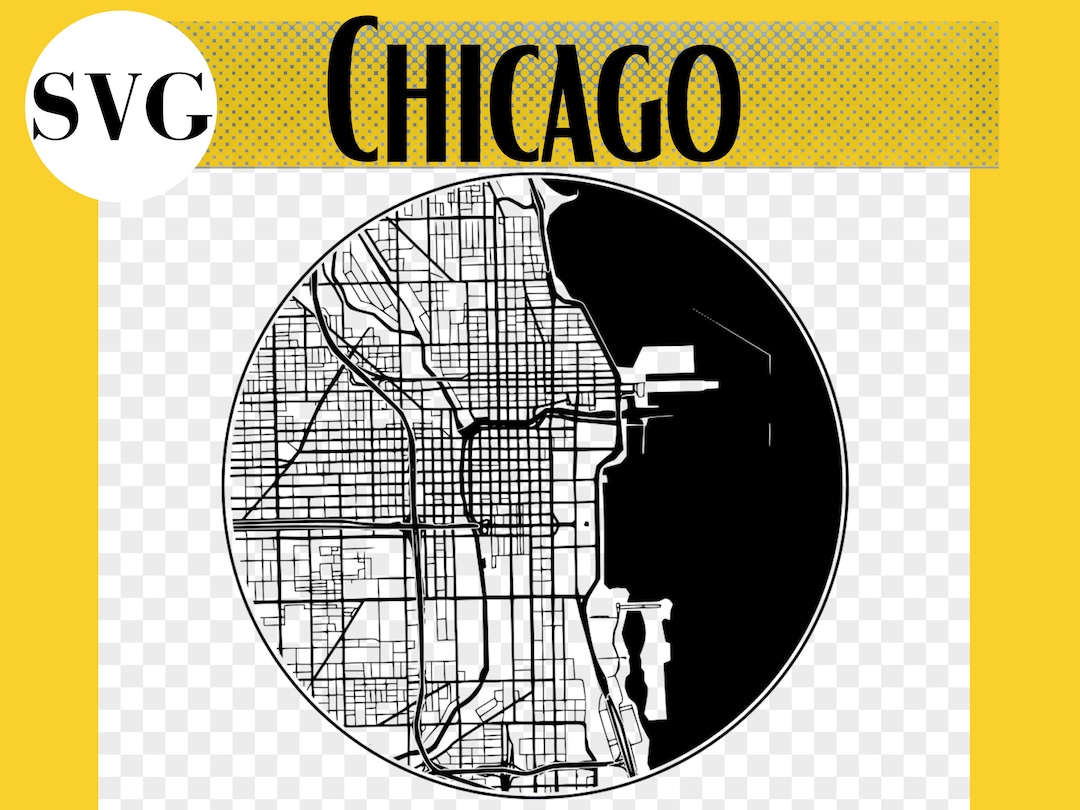 Chicago City Map SVG File, Chicago Gift, Chicago Coaster, Chicago ...