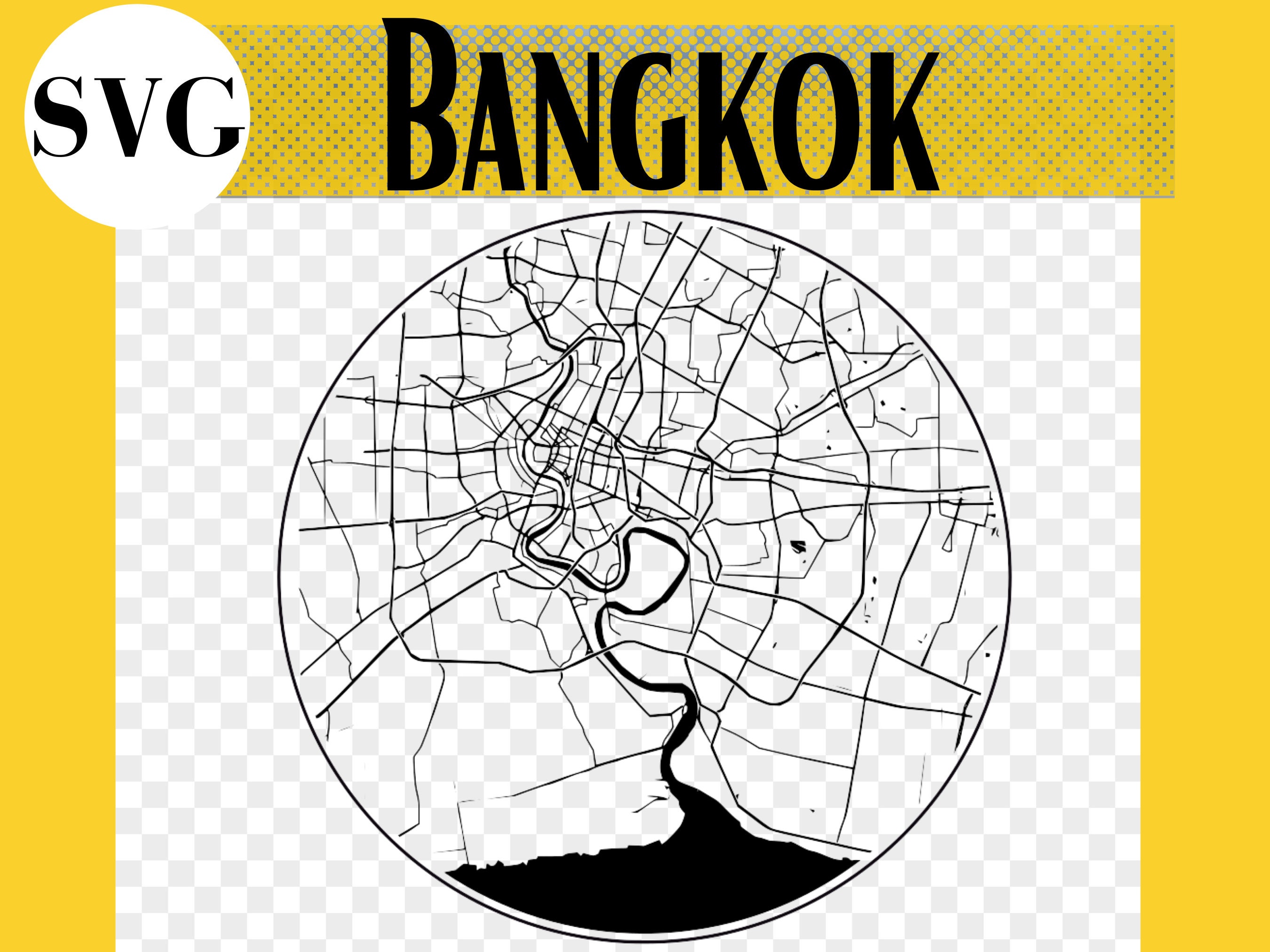 Bangkok City Map, SVG File, Bangkok Gift, Bangkok Coaster, Thailand ...