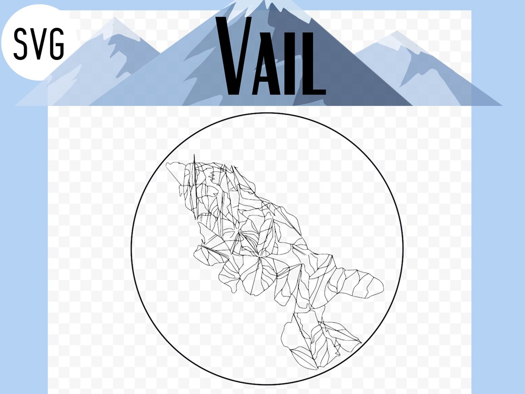 Vail Ski Resort Map SVG File, Vail Colorado, Vail Gift, Glowforge ...