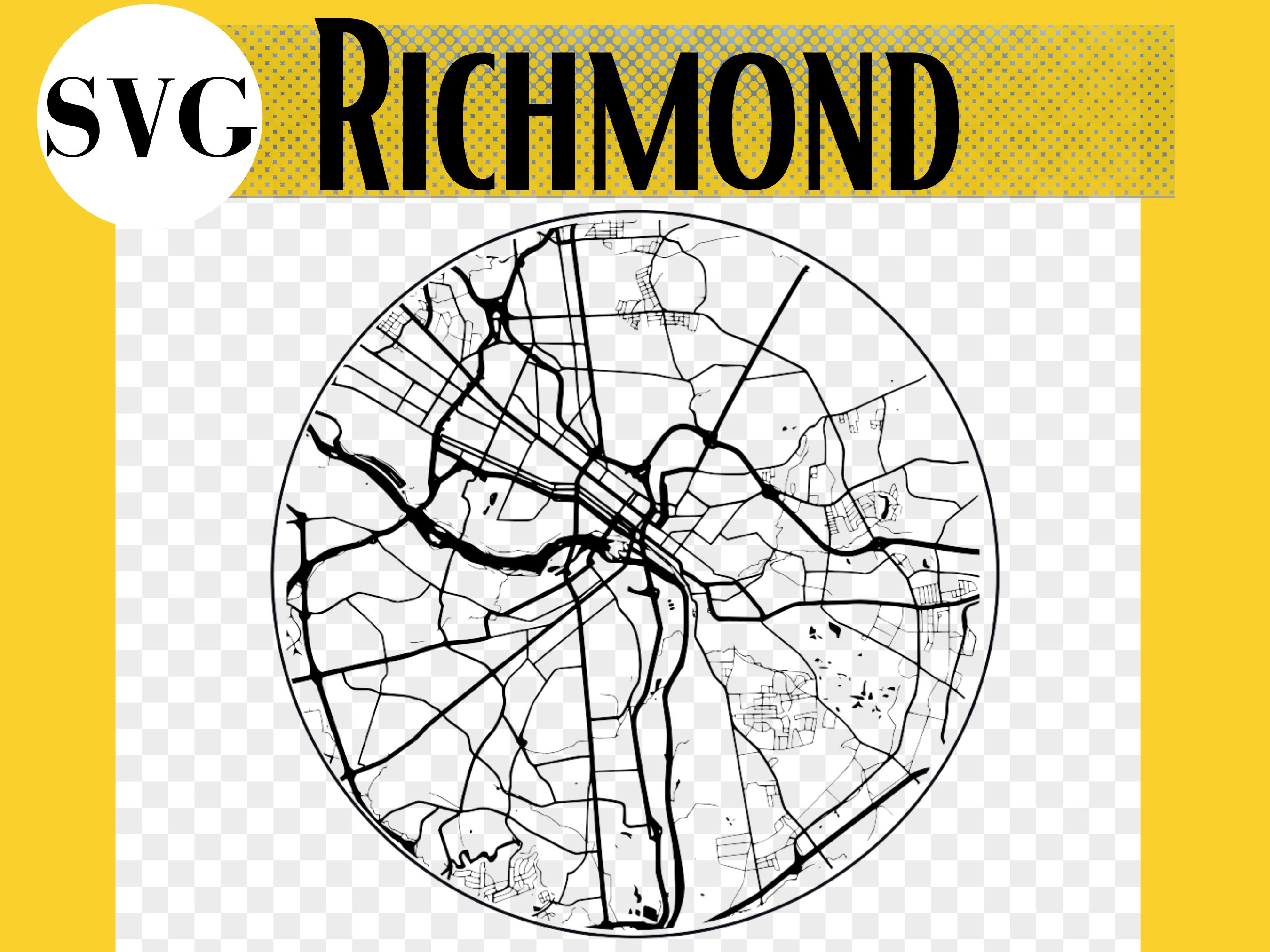 Richmond City Map, Richmond Virginia, SVG File, Richmond Coaster ...