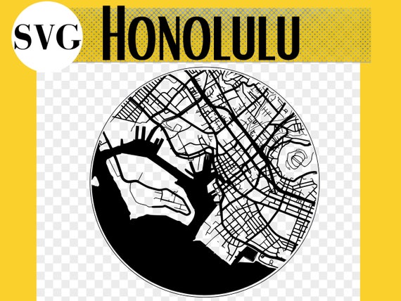 Honolulu Map Svg File Honolulu Gift Honolulu Hawaii | Etsy