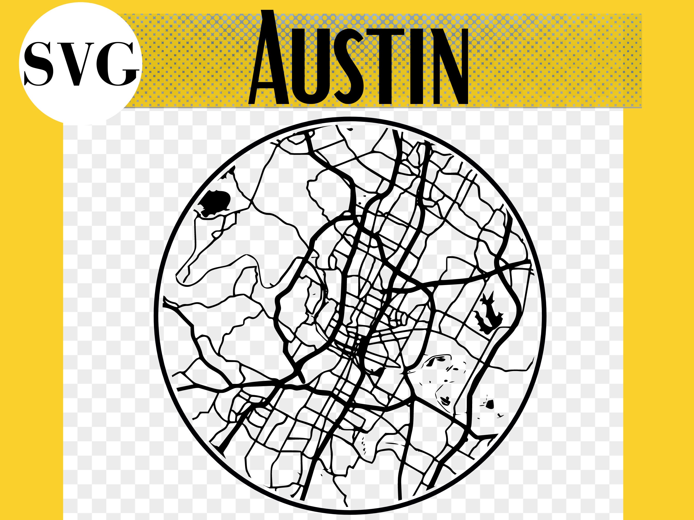 Austin City Map SVG File, Austin Gift, Austin Coaster, Austin Texas ...