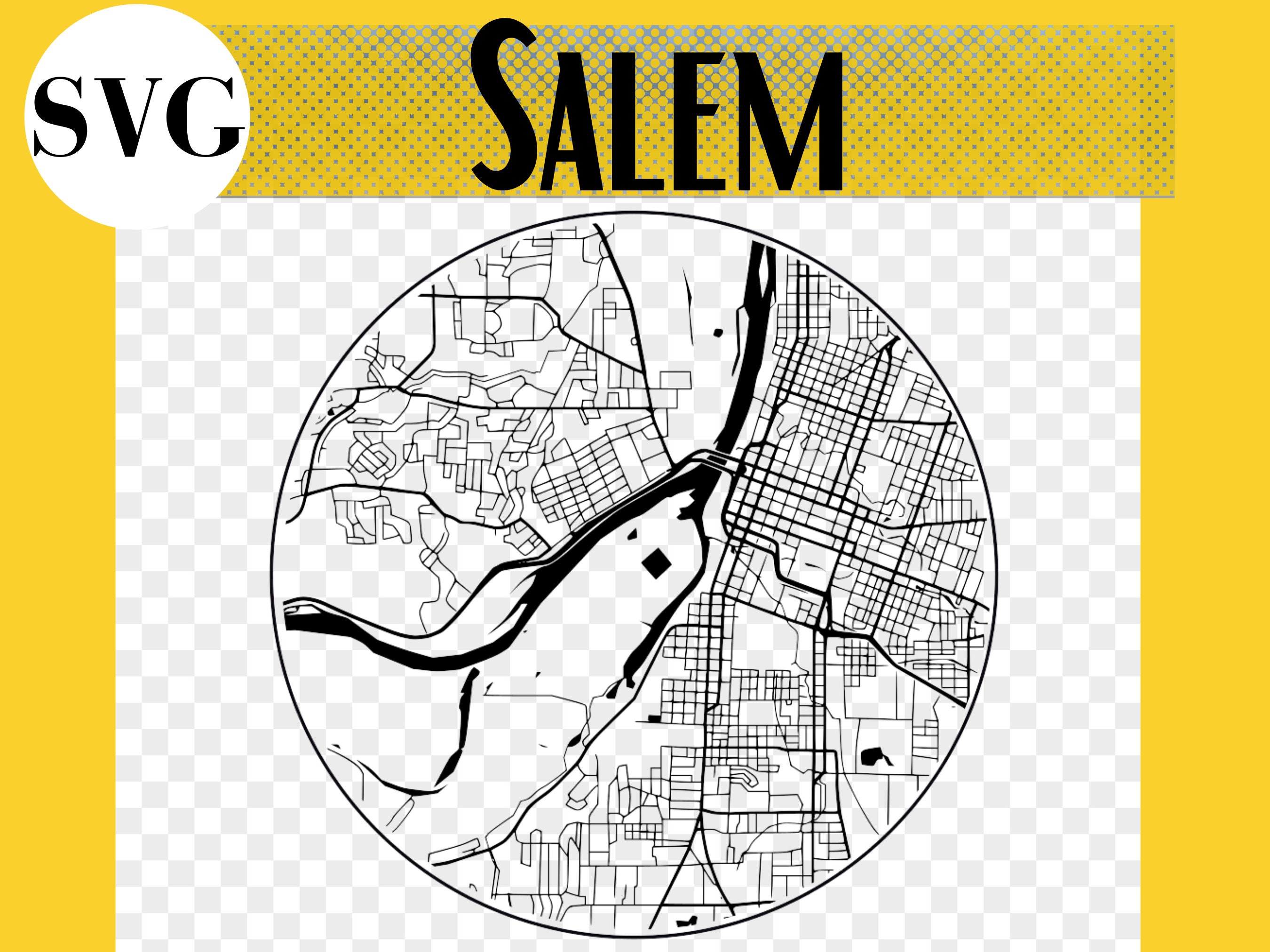 Salem City Map, Salem Oregon, Salem Oregon SVG, Salem Gift, Laser Cut ...