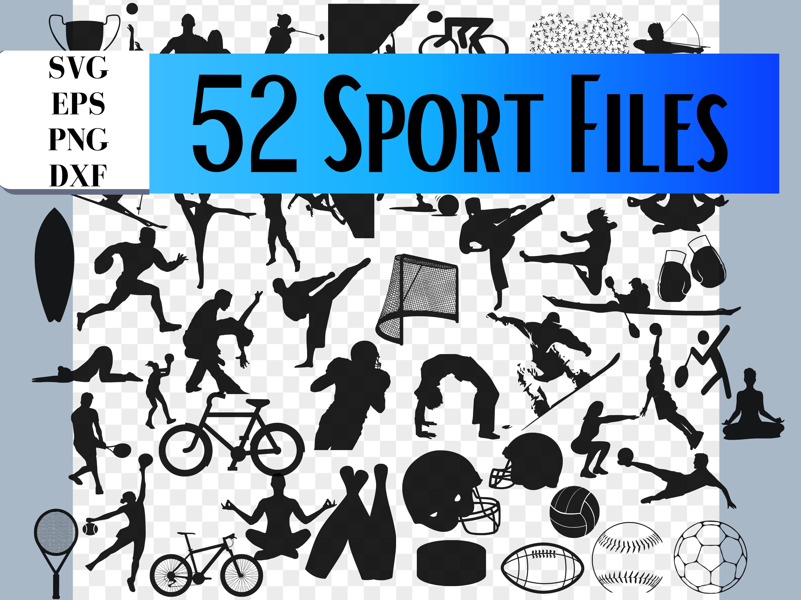 52 Sport Files, Digital Download Files, SVG, Eps, Dxf, Png Files ...