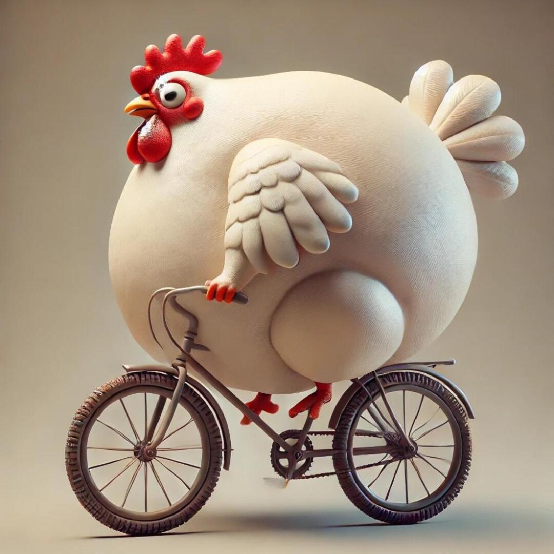 Big Belly Chicken Riding a Bicycle - Etsy