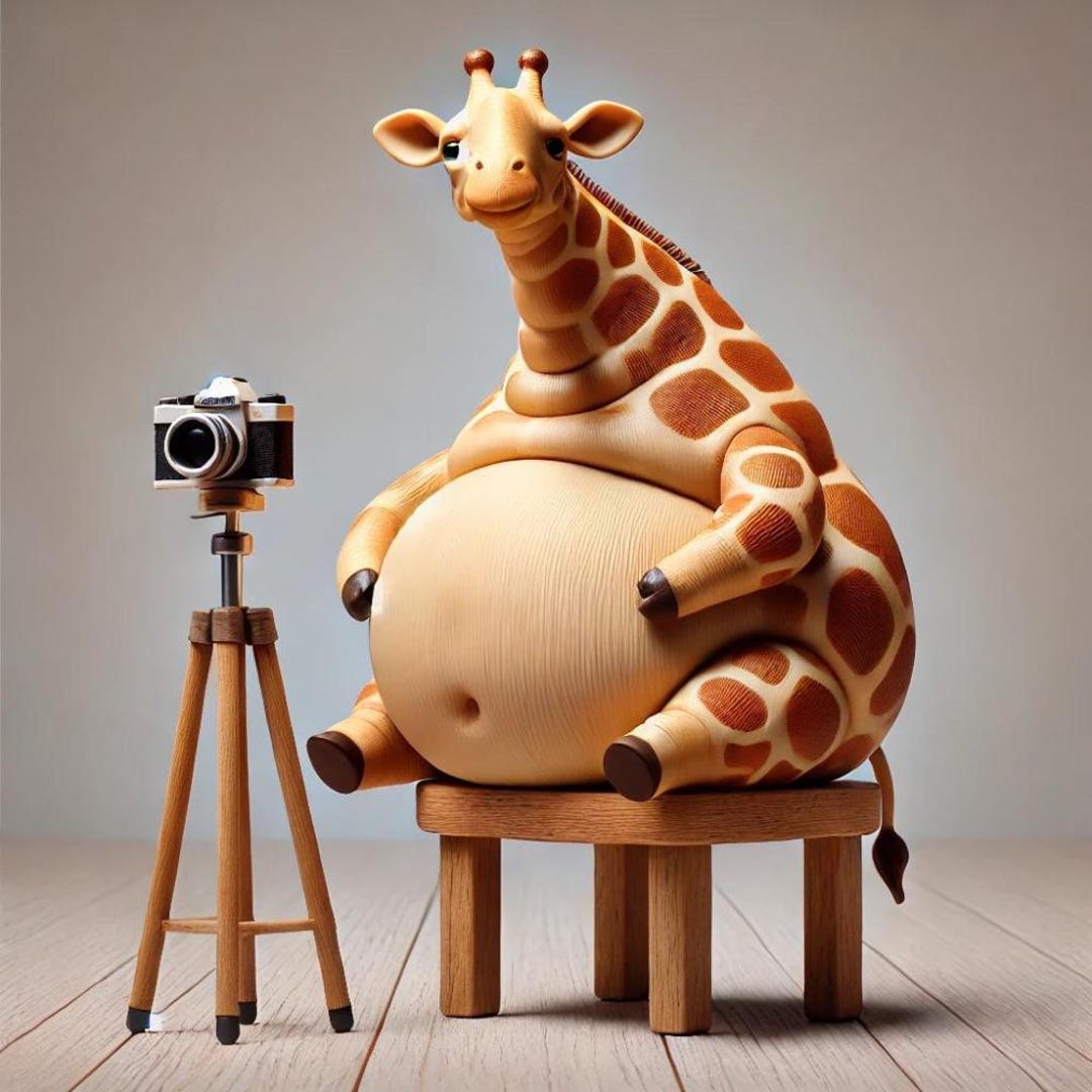 Big Belly Giraffe Sitting on a Chair - Etsy
