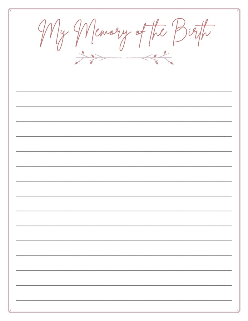 Birth Log Printable - Birth Journal for Doulas - Etsy