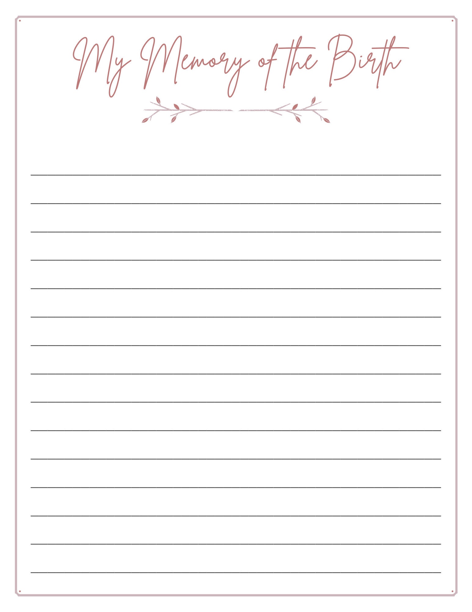 Birth Log Printable - Birth Journal for Doulas - Etsy