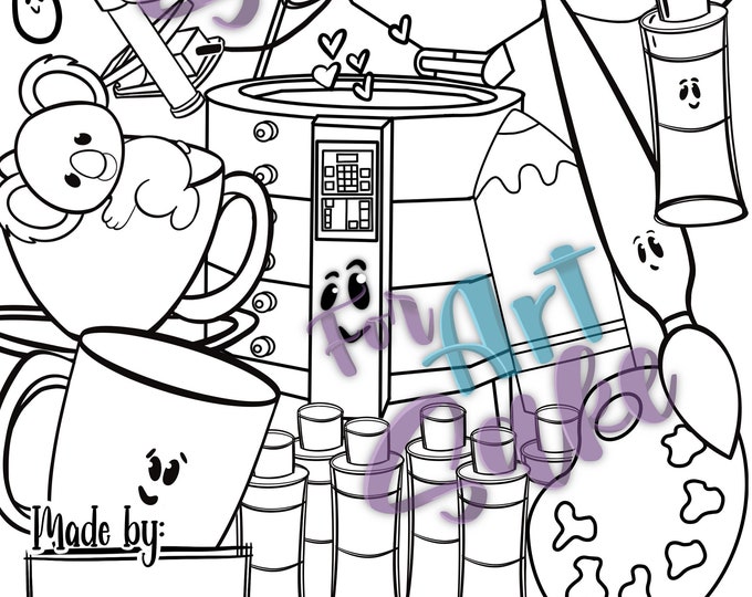 Art Themed Coloring Page Download, Art Studio, Art Camp, Camp Coloring ...