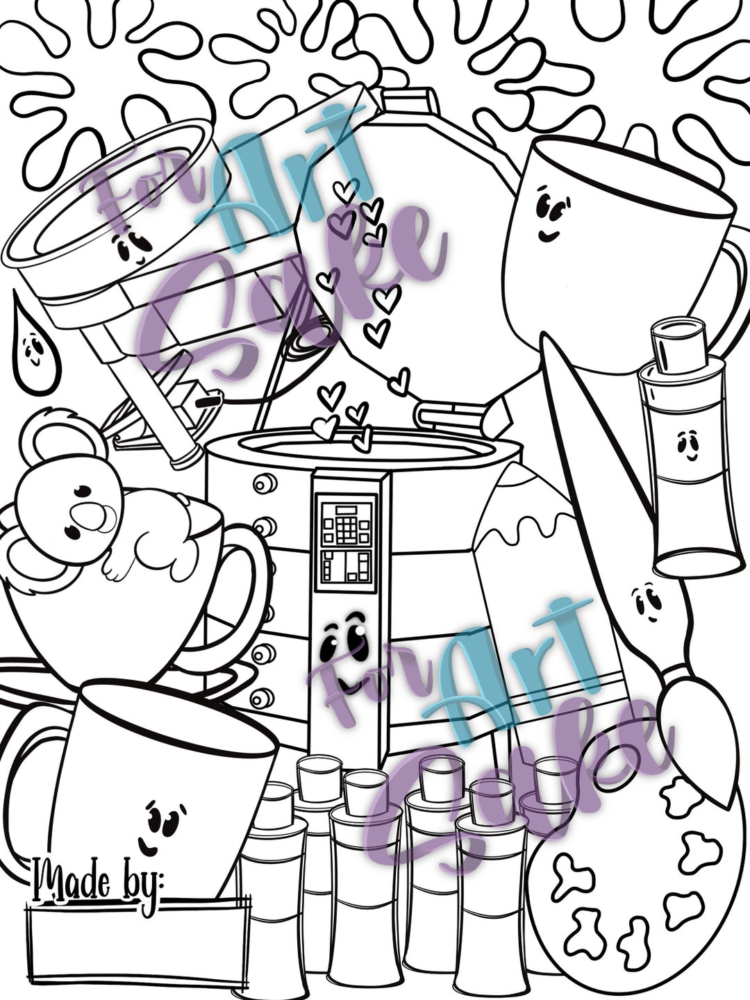 Art Themed Coloring Page Download Art Studio Art Camp Camp - Etsy