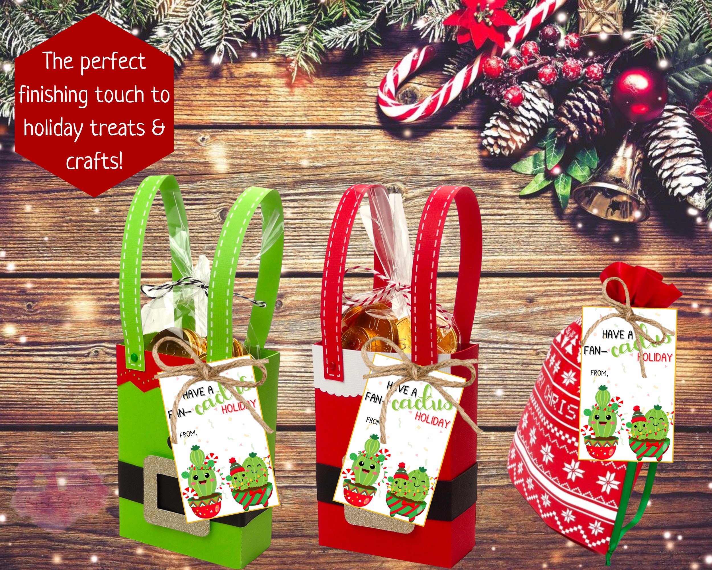 Have a Fan-cactus Holiday Gift Tag Cute Christmas Cactus Tag Treat Tag ...
