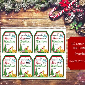 Wishing You a Dino-mite Christmas Gift Tag | Cute Dinosaur Holiday Tag ...