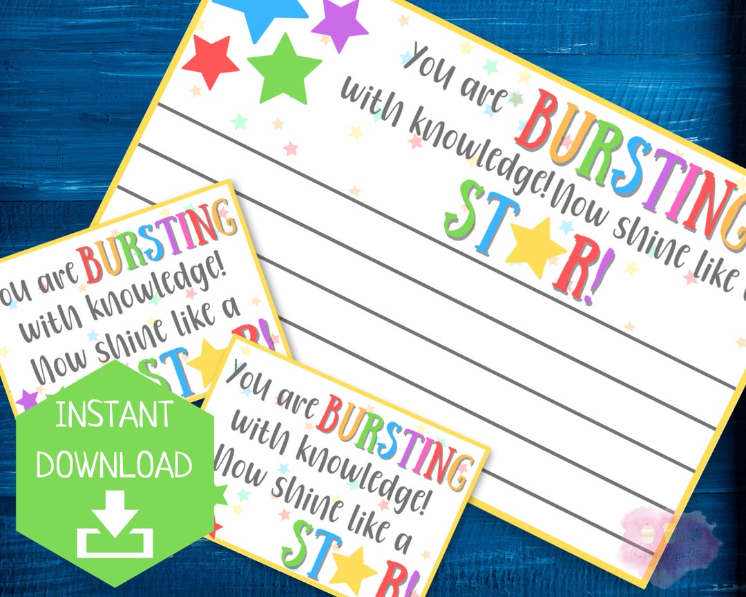 Bursting With Knowledge Shine Like a Star | Testing Motivation Notes to ...