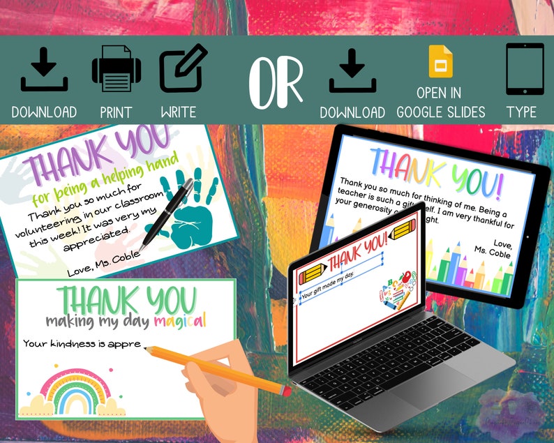 EDITABLE Thank You Notes From Teacher or Office Staff | Type or Hand ...