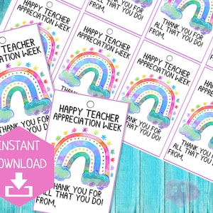 Happy Teacher Appreciation Tags | Rainbow Gift Tag | Teacher ...