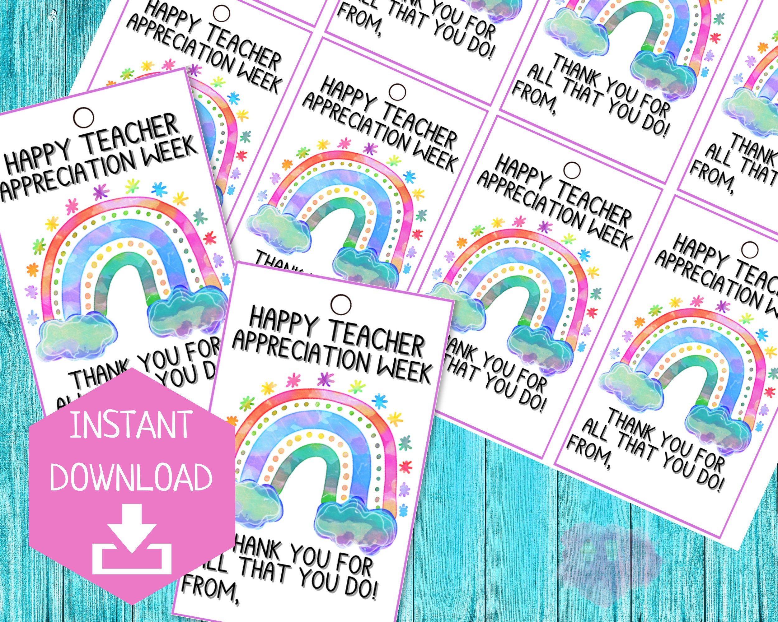 Happy Teacher Appreciation Tags | Rainbow Gift Tag | Teacher ...