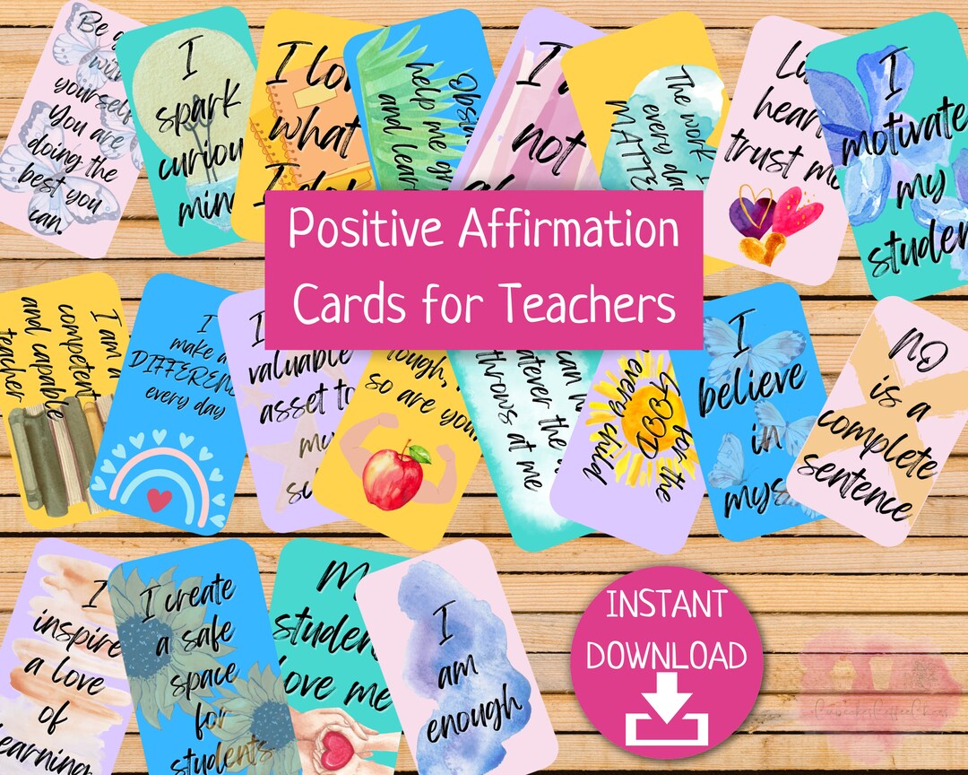 Positive Affirmation Cards for Teachers | Motivation Cards | Positive ...