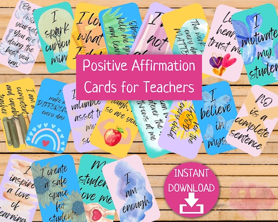 Positive Affirmation Cards for Teachers Motivation Cards - Etsy