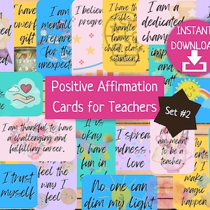 Positive Affirmation Cards for Teachers SET 2 | Motivation Cards ...