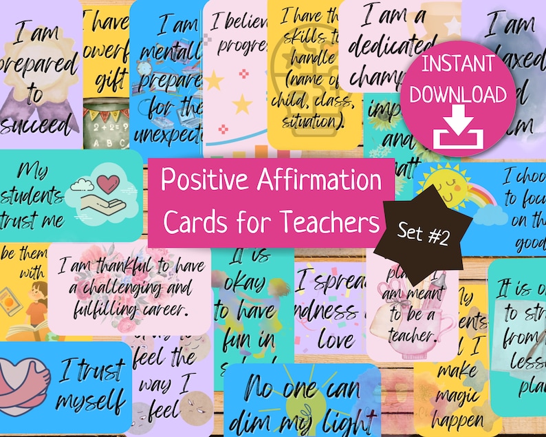 Positive Affirmation Cards for Teachers SET 2 | Motivation Cards ...