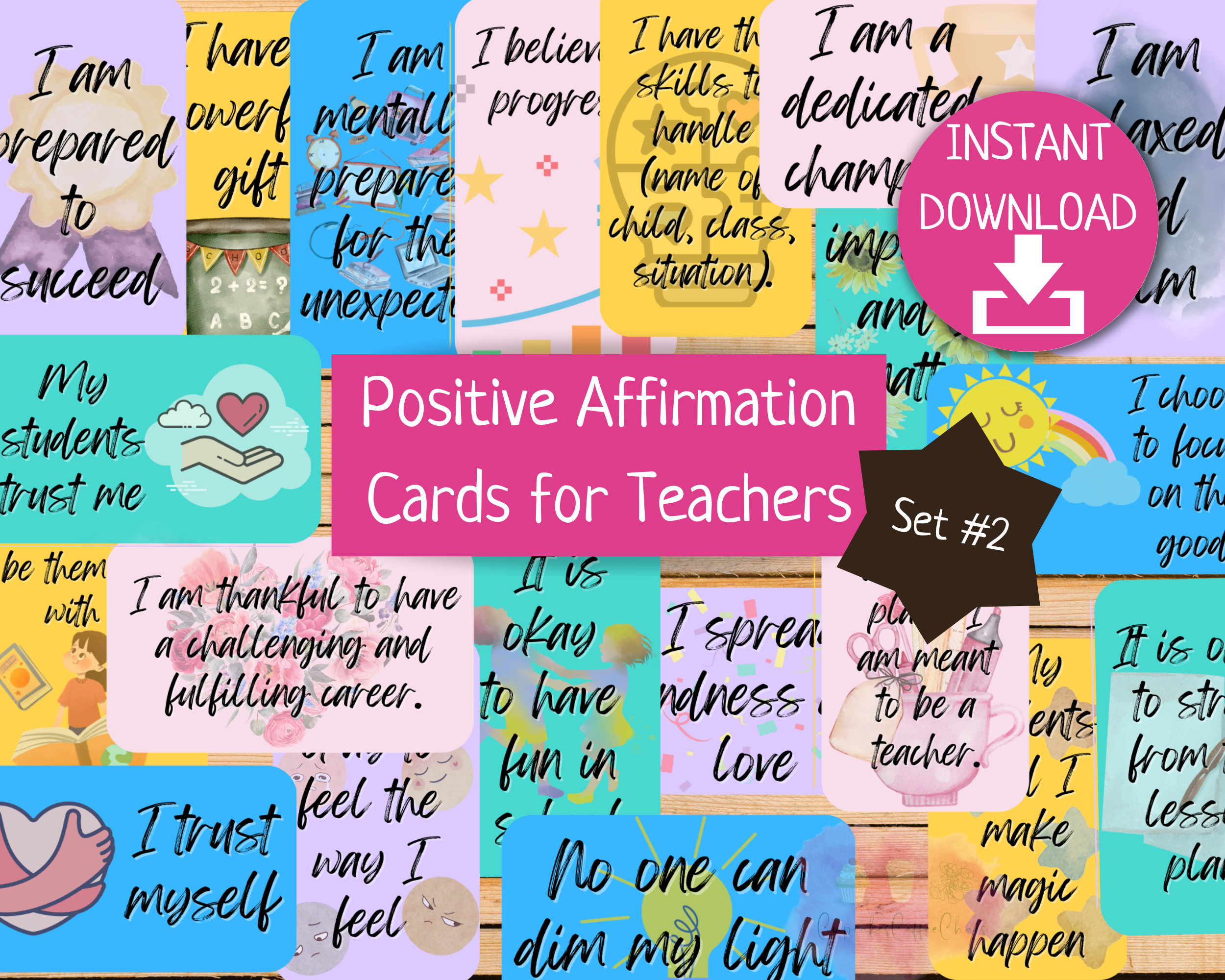 Positive Affirmation Cards for Teachers SET 2 | Motivation Cards ...