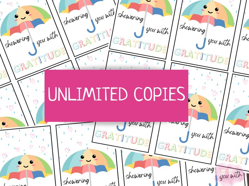 Showering You With Gratitude Gift Tag | Rainbow Umbrella Spring Craft ...