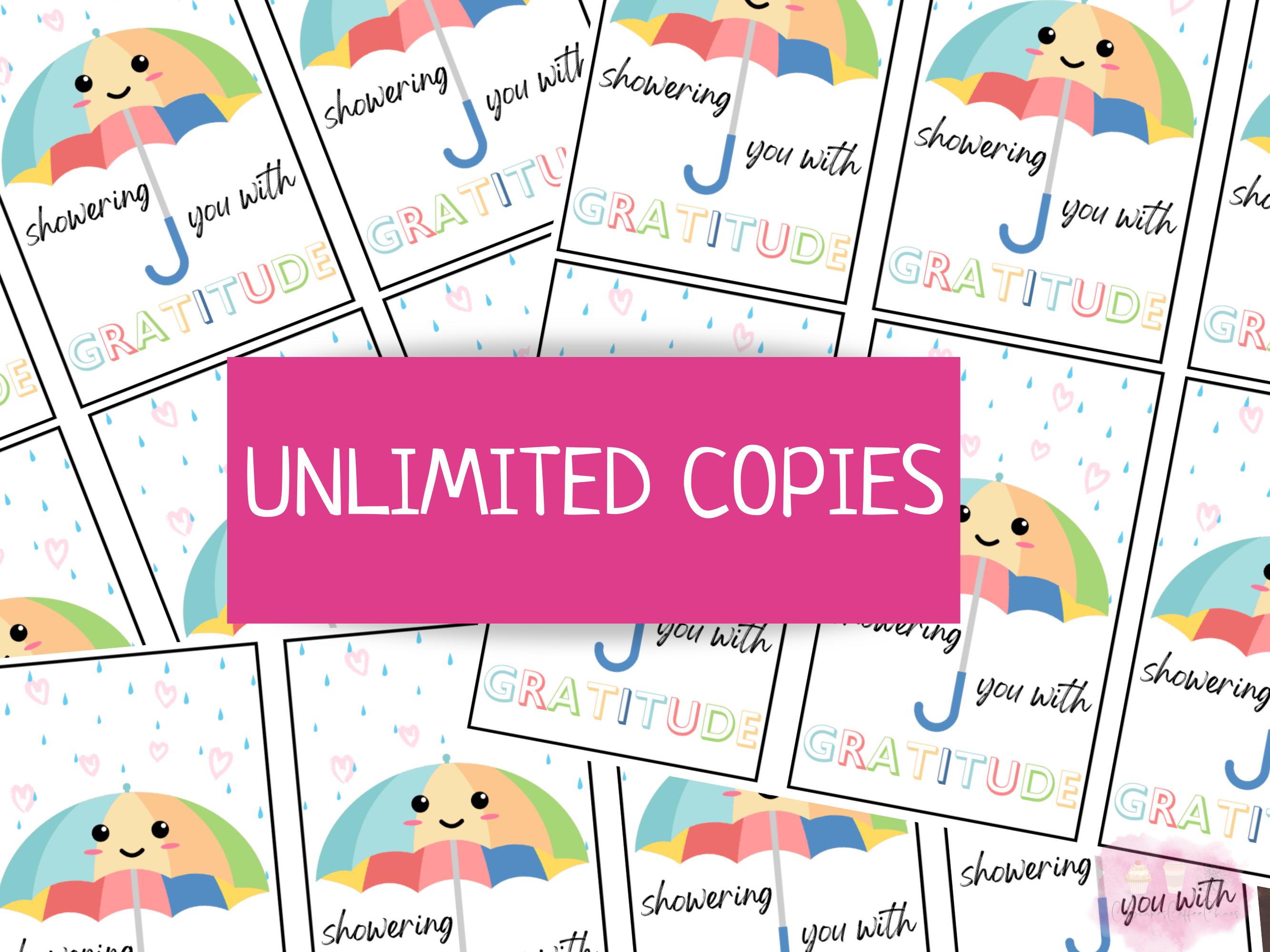 Showering You With Gratitude Gift Tag | Rainbow Umbrella Spring Craft ...