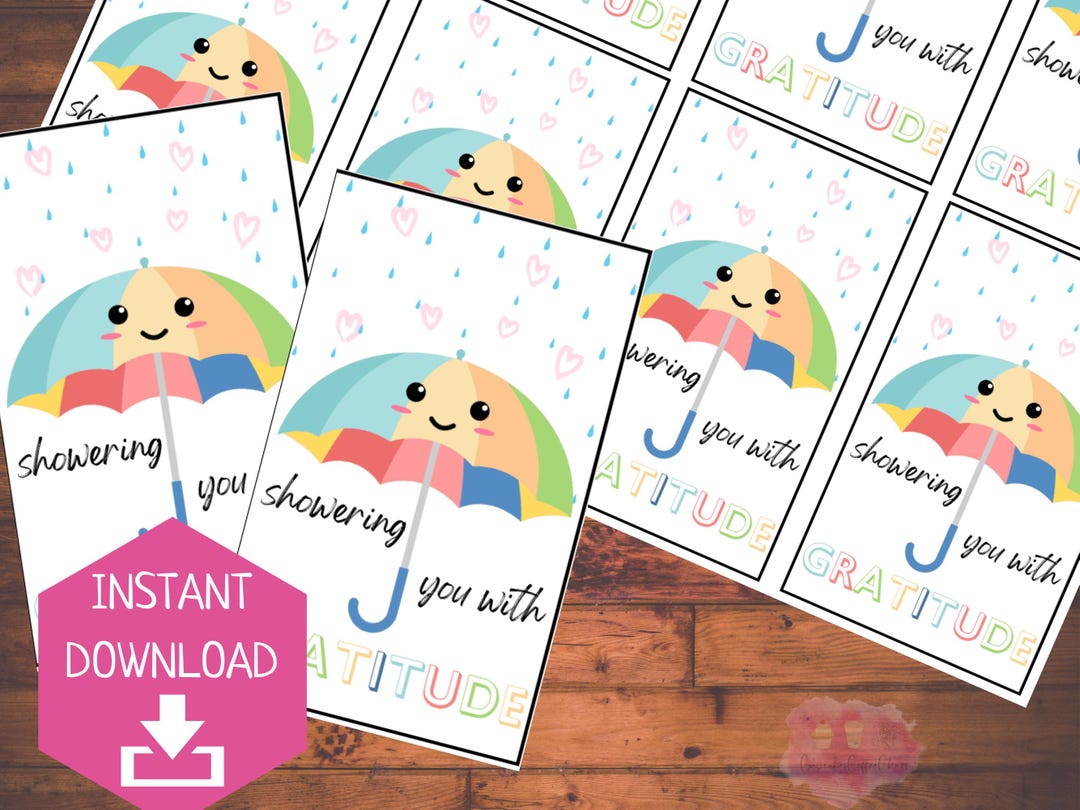 Showering You With Gratitude Gift Tag | Rainbow Umbrella Spring Craft ...