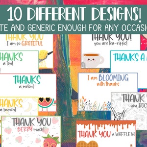 EDITABLE Punny Thank You Notes | Cute Pun Phrases | Type or Hand Write ...