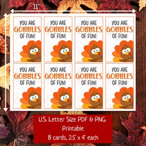 You Are Gobbles of Fun Gift Tag | Turkey Gobble Pun Treat Tags | Note ...