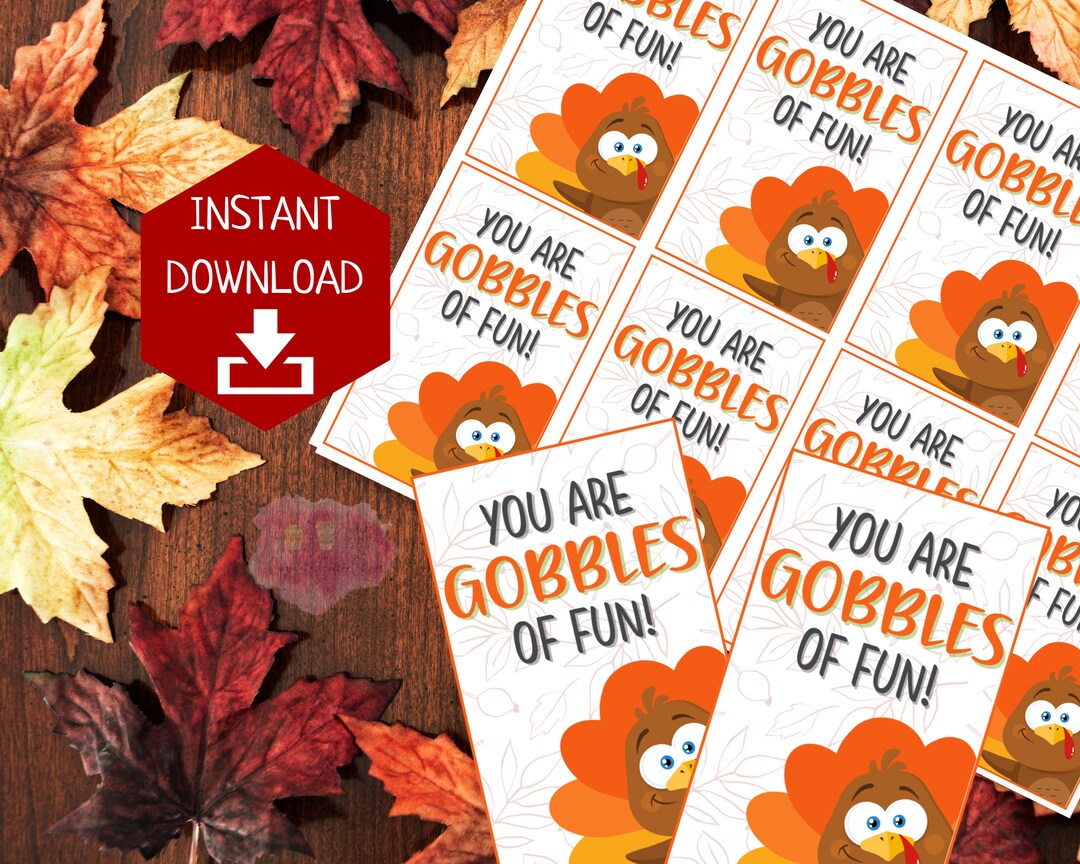 You Are Gobbles of Fun Gift Tag | Turkey Gobble Pun Treat Tags | Note ...