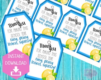 Teacher Appreciation Tags Easy Peasy Lemon Squeezy Tag End - Etsy