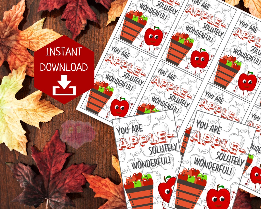 You Are Apple-solutely Wonderful Gift Tag | Apple Pun Treat Tags | Note ...