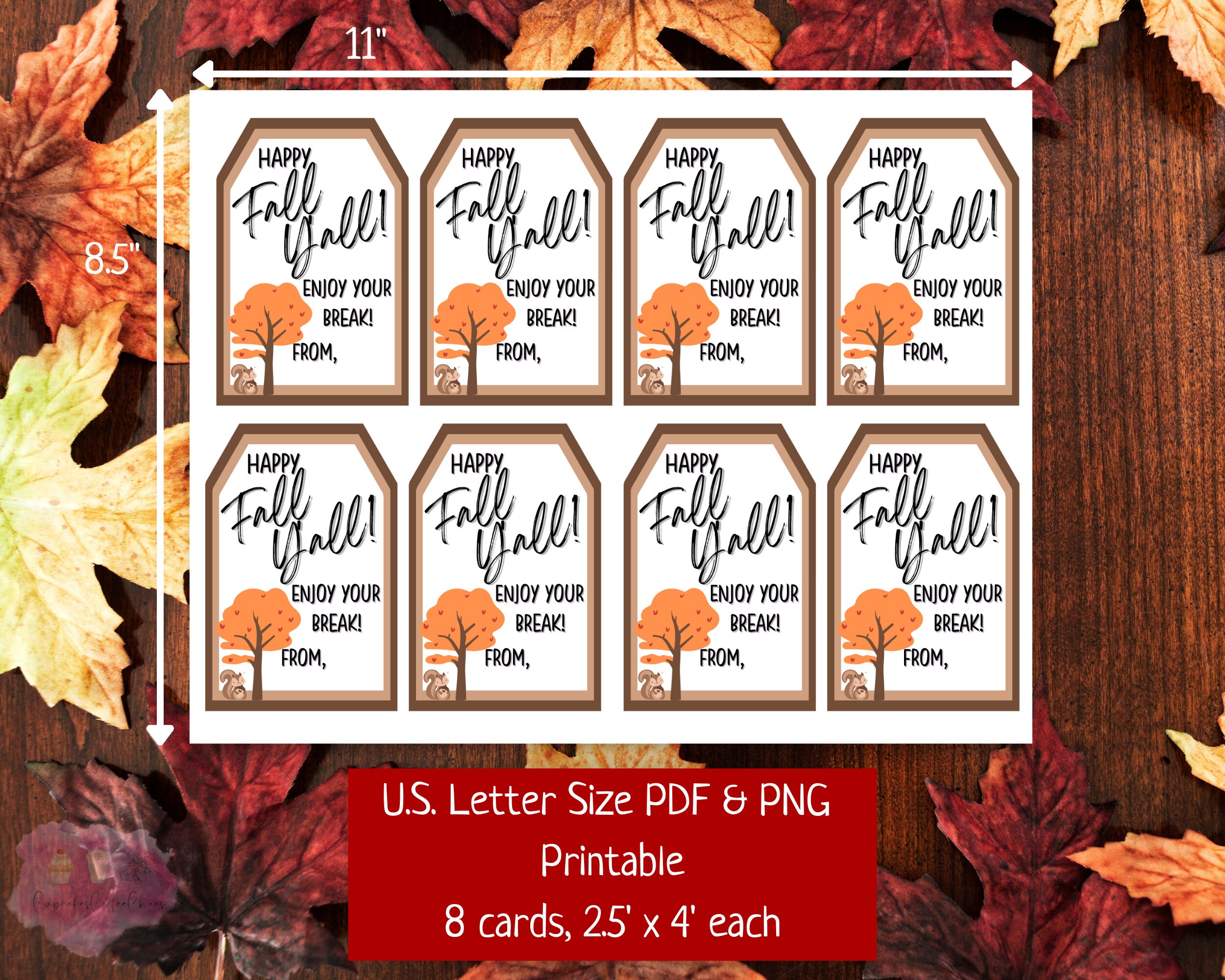 Happy Fall Y'all Gift Tag | Fall Break Treat Tags | Note to Students or ...