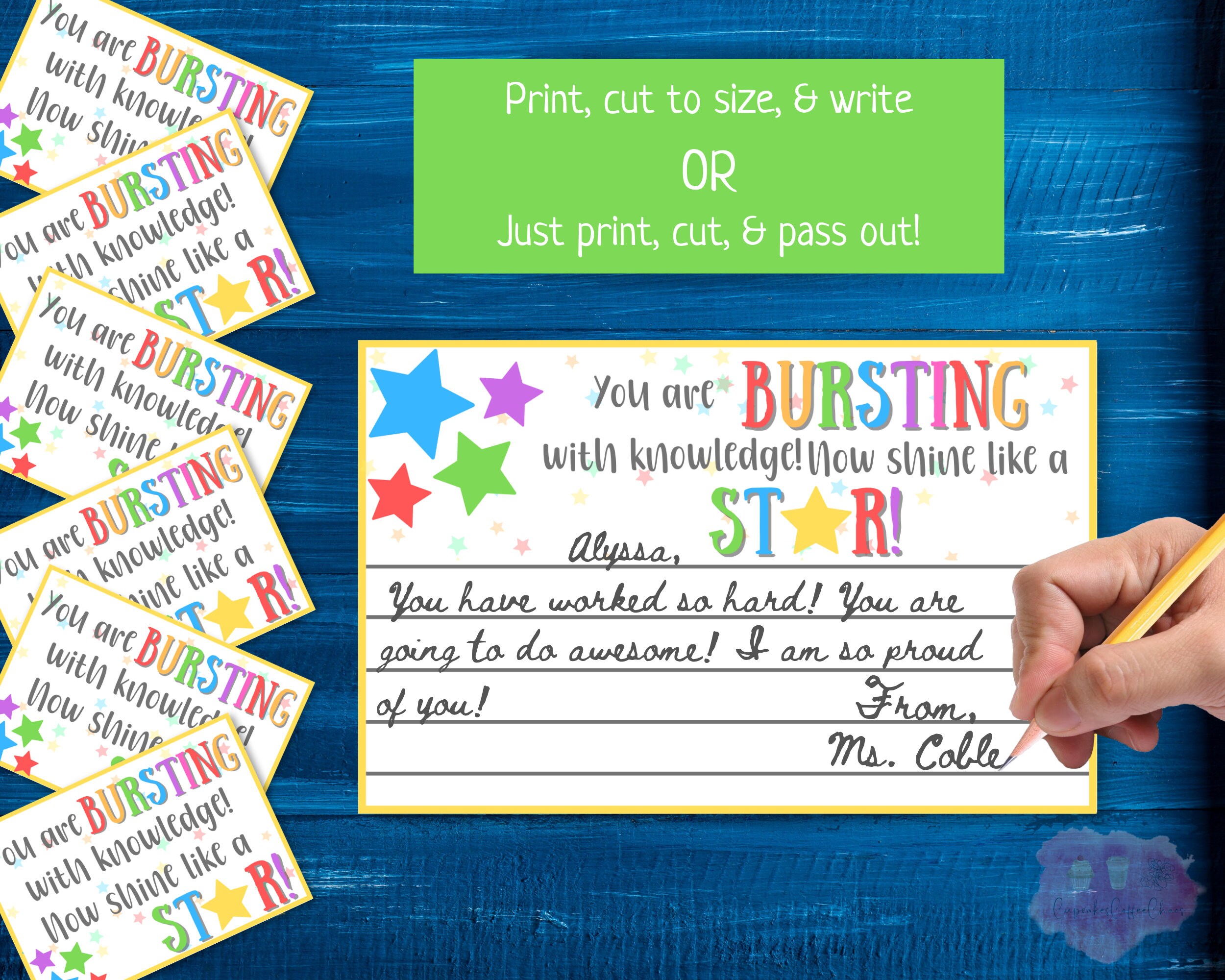 Bursting With Knowledge Shine Like a Star | Testing Motivation Notes to ...