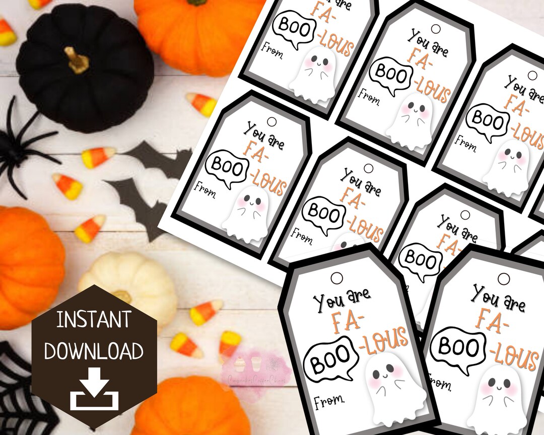 You Are Fa-boo-lous Gift Tag | Spooky Spider Web Treat Tags | Trick or ...