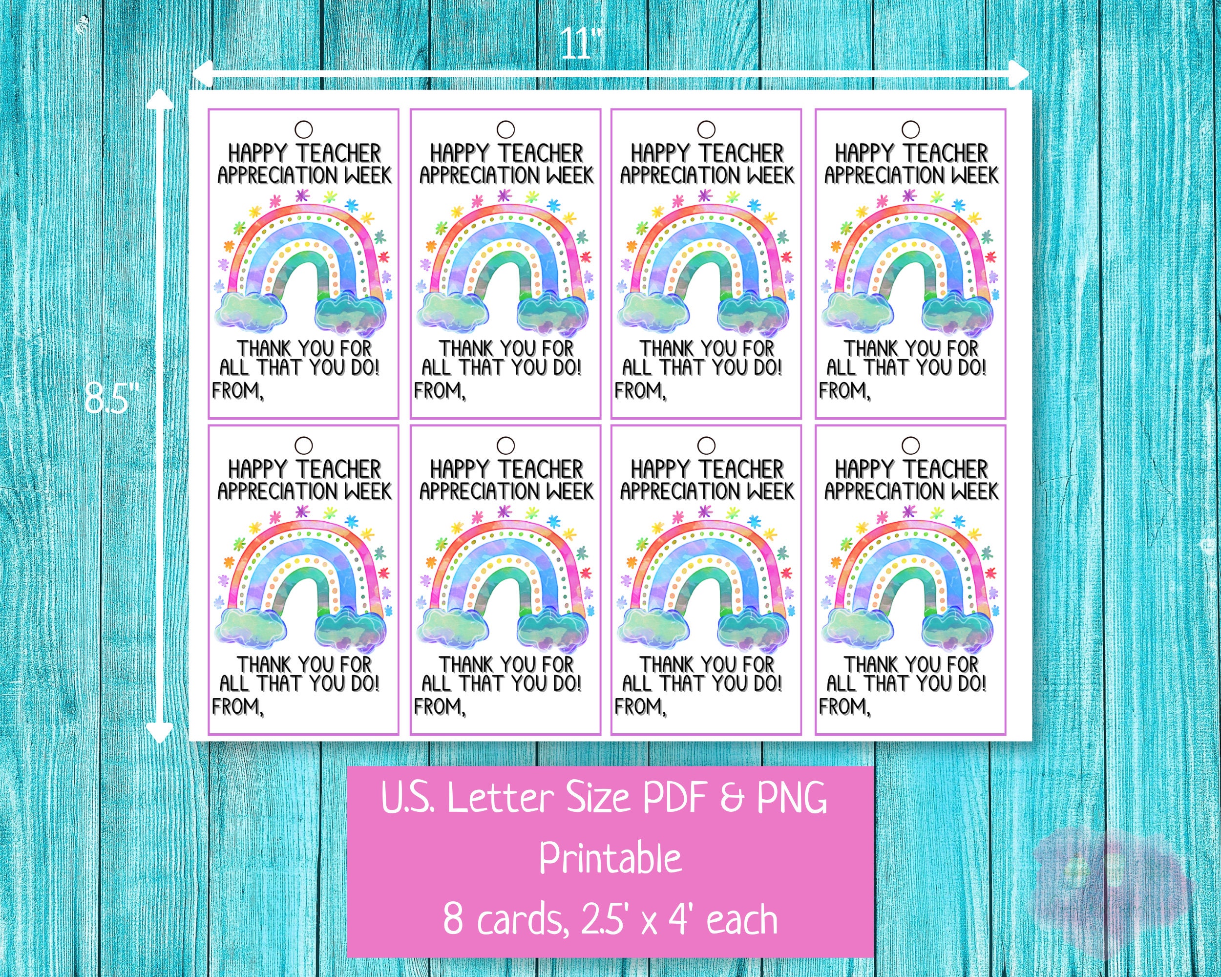 Happy Teacher Appreciation Tags Rainbow Gift Tag Teacher - Etsy