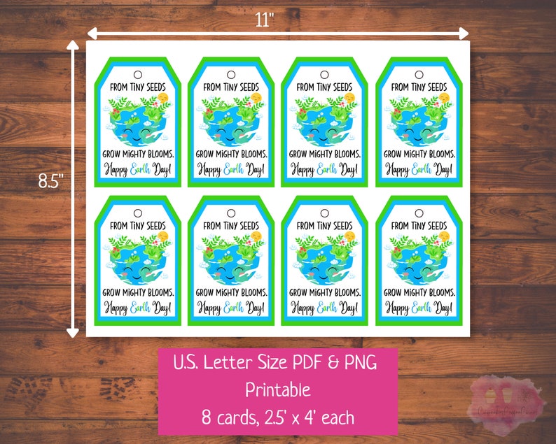 Tiny Seeds Grow Mighty Blooms | Earth Day Tags | Teacher Gift Tag ...