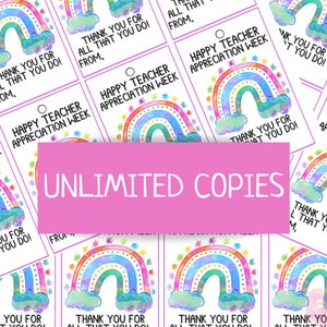 Happy Teacher Appreciation Tags | Rainbow Gift Tag | Teacher ...