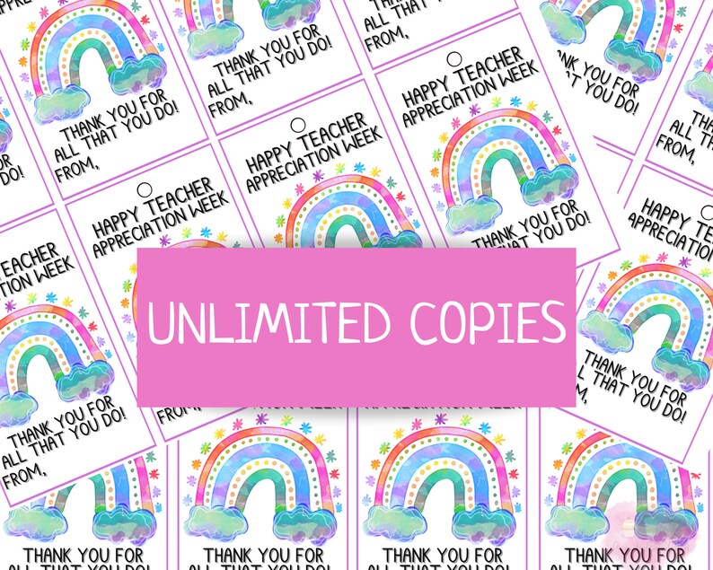 Happy Teacher Appreciation Tags | Rainbow Gift Tag | Teacher ...