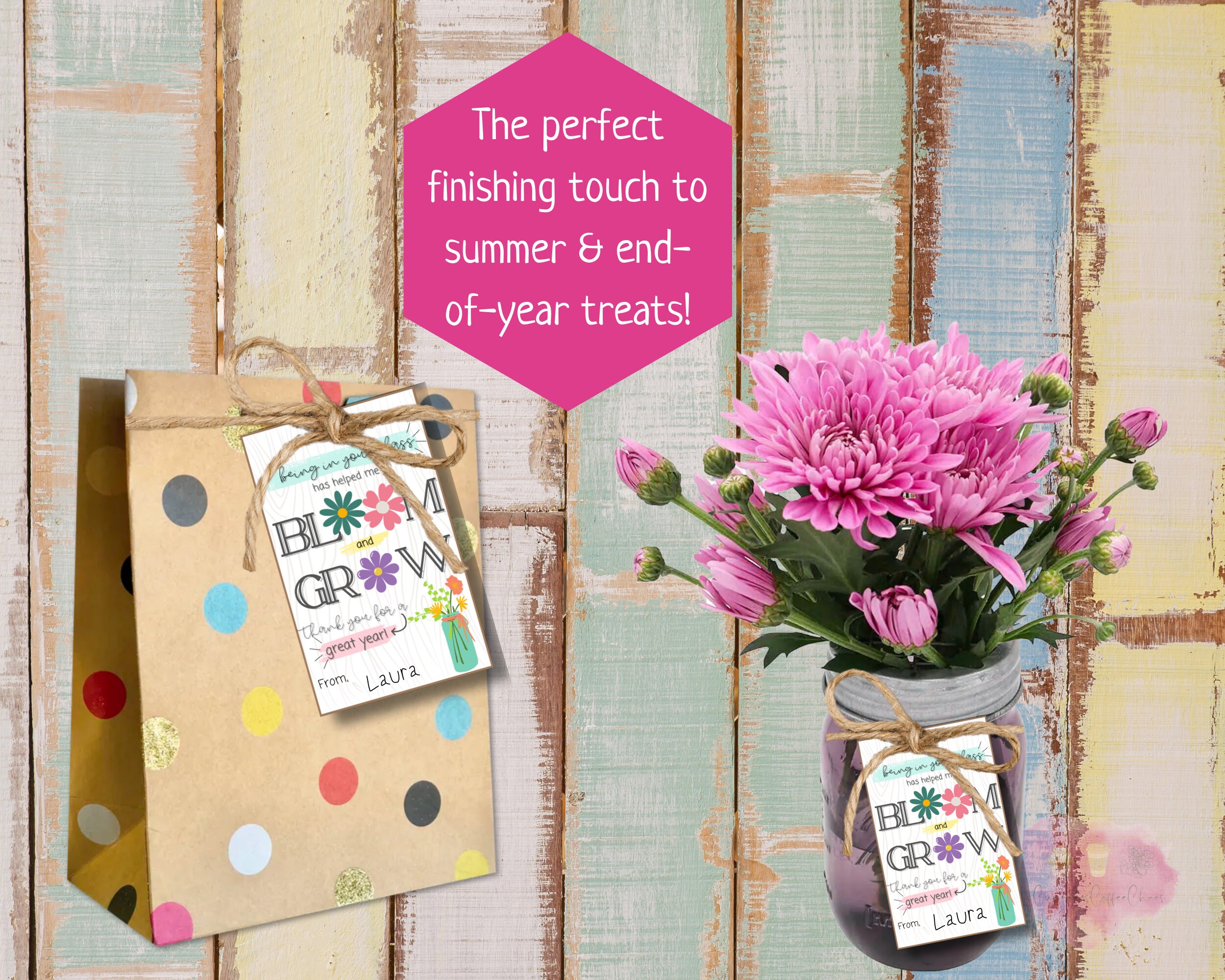 Your Class Helped Me Bloom and Grow | End-of-year Summer Gift Treat Tag ...