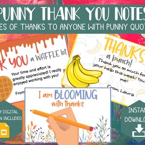 EDITABLE Punny Thank You Notes | Cute Pun Phrases | Type or Hand Write ...