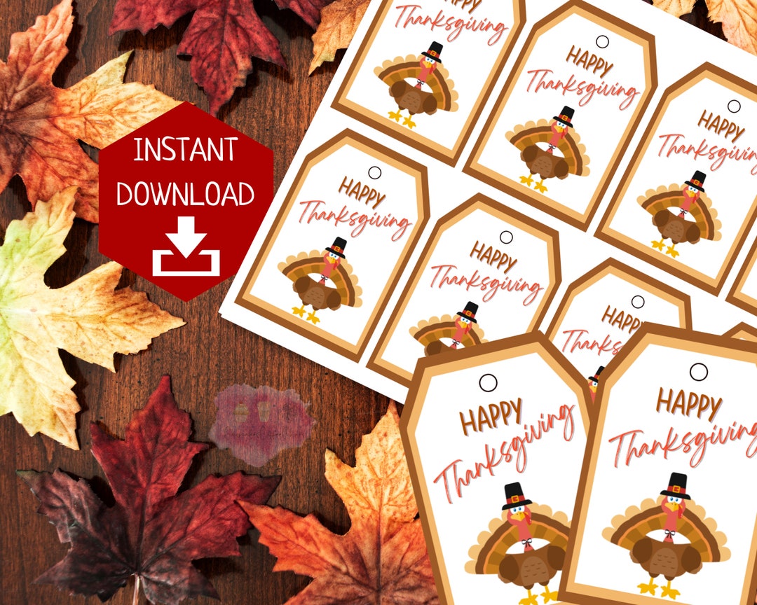 Happy Thanksgiving Gift Tag | Simple Turkey Treat Tags | Cute Note to ...