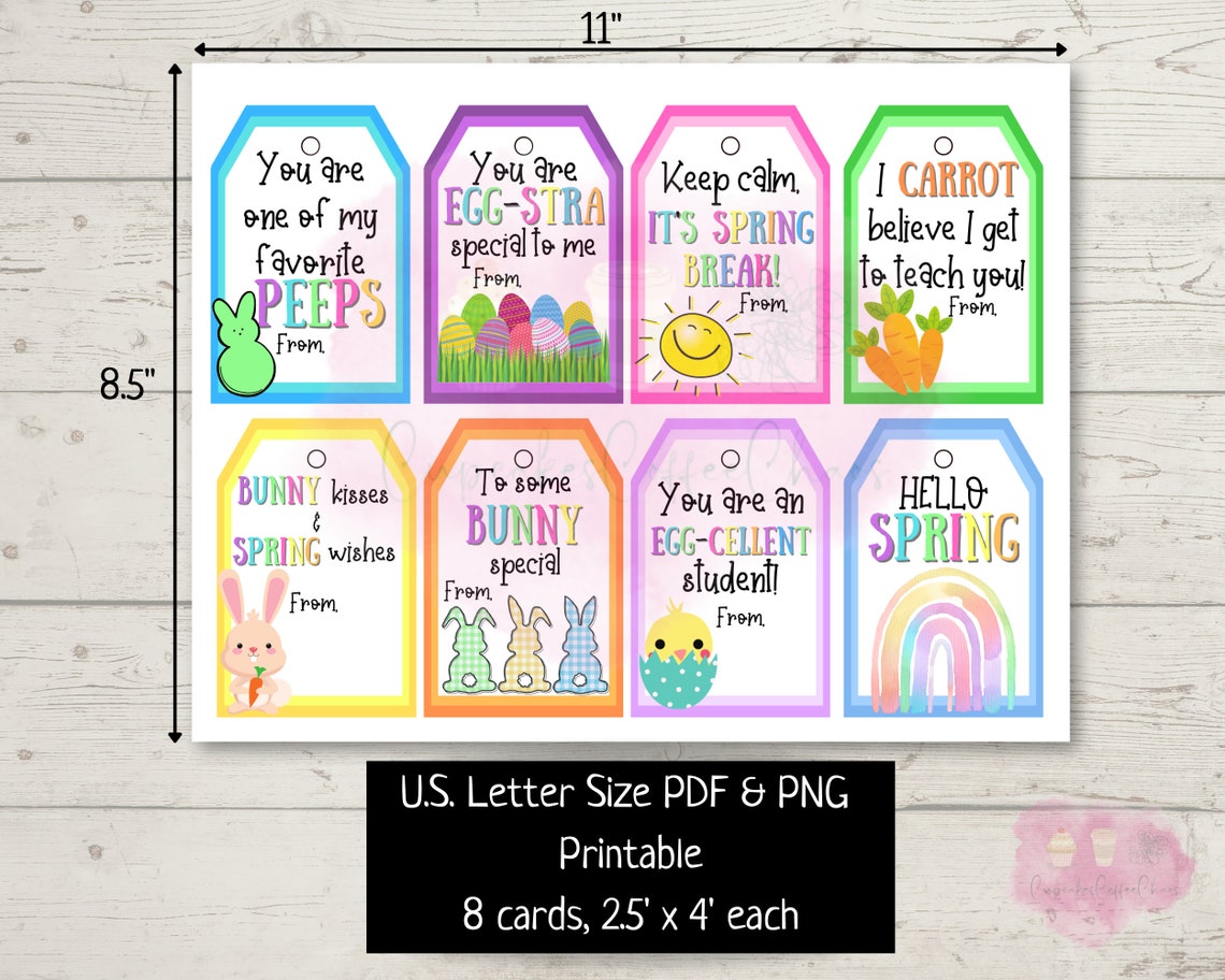 Spring Gift Tags Gift Tags for Students Spring Break Tags Student Gift ...
