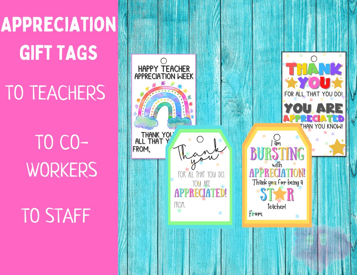 Teacher Appreciation Gift Tag BUNDLE Teacher Appreciation Week Staff ...