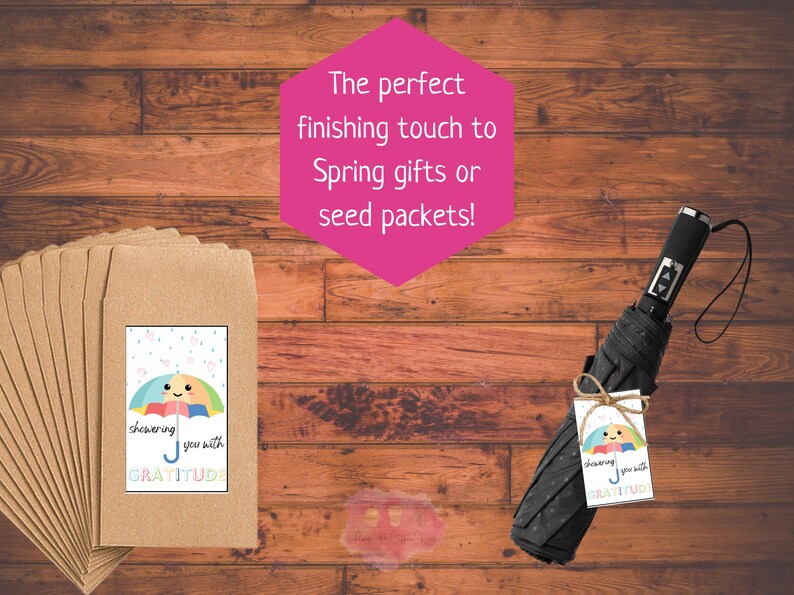 Showering You With Gratitude Gift Tag | Rainbow Umbrella Spring Craft ...